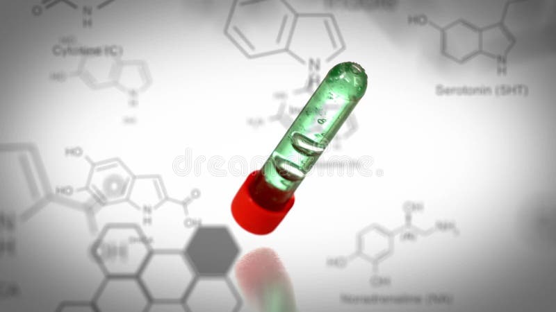 Test Tube Falling with Data and Structural Formula of Chemical ...