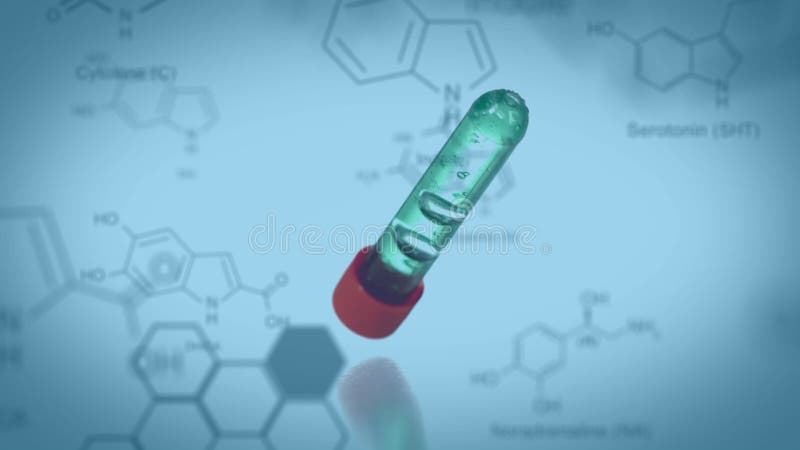 Test Tube Falling with Data and Structural Formula of Chemical ...
