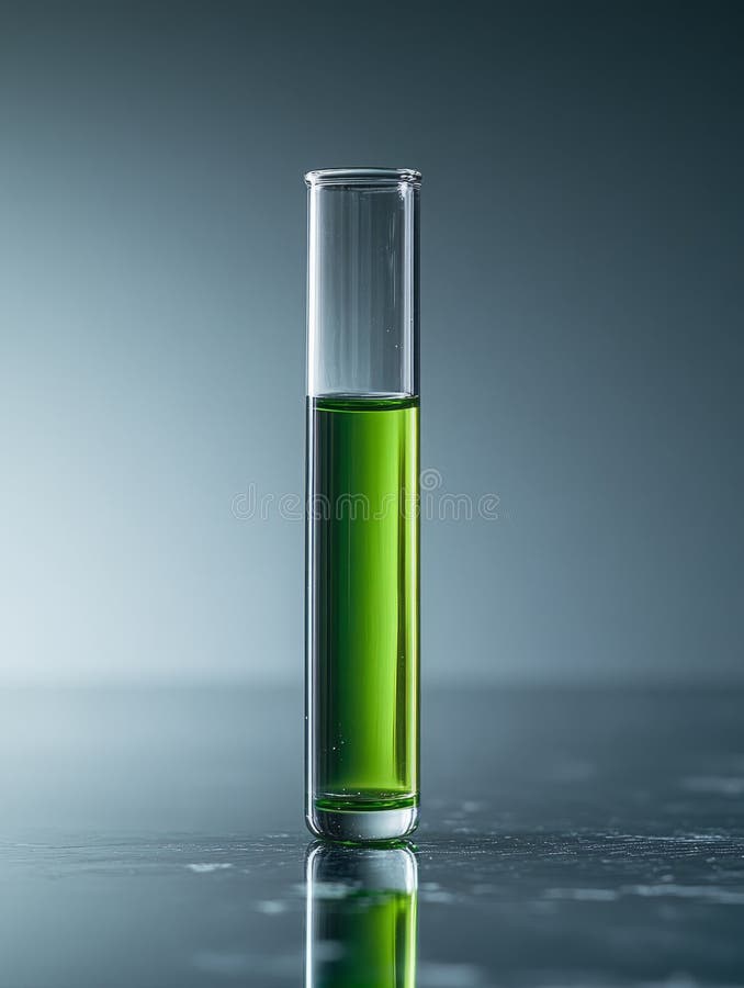 A Test Tube Filled with Green Liquid on a Table. Stock Image - Image of ...