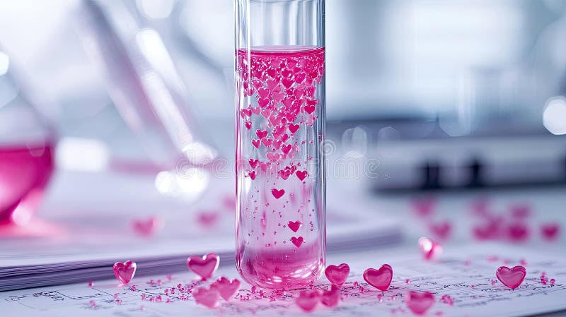 Test Tube with Hearts in the Laboratory. Selective Focus Stock Photo ...