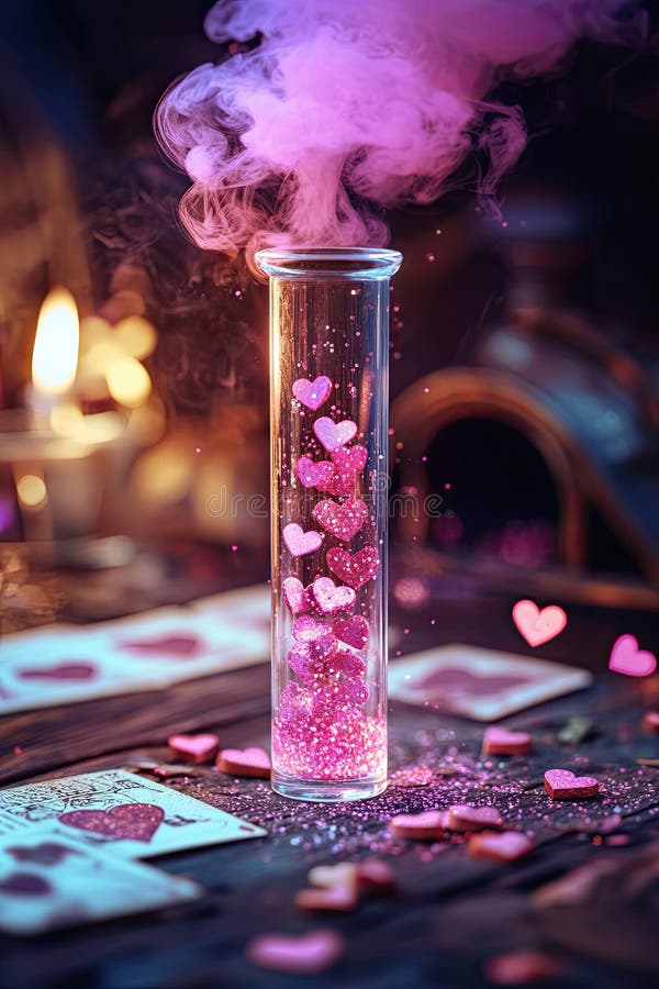 Test Tube with Hearts in the Laboratory. Selective Focus Stock Image ...