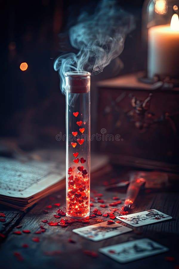 Test Tube with Hearts in the Laboratory. Selective Focus Stock Photo ...
