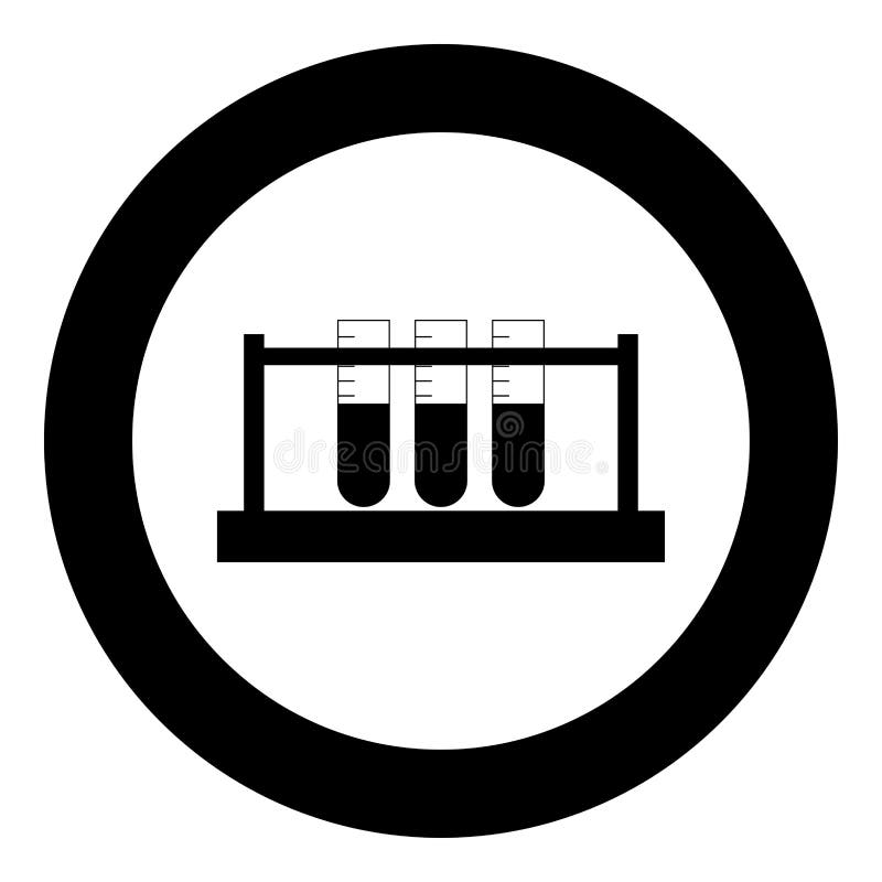 Test Tube with Blood Medical Vial Icon in Circle Round Outline Black ...