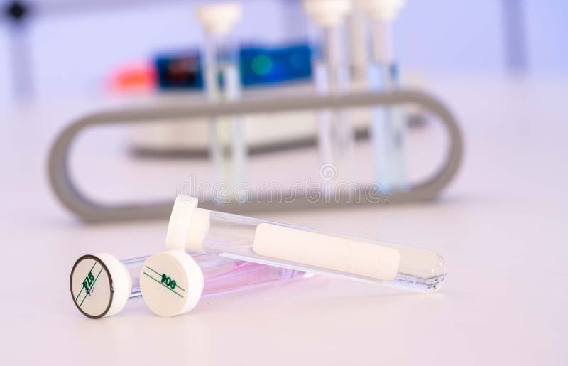 Test Tube in Laboratory with Empty Label Stock Photo - Image of ...