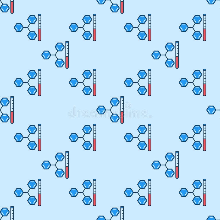 Test Tube and Molecule Vector Chemical Formula Colored Seamless Pattern ...
