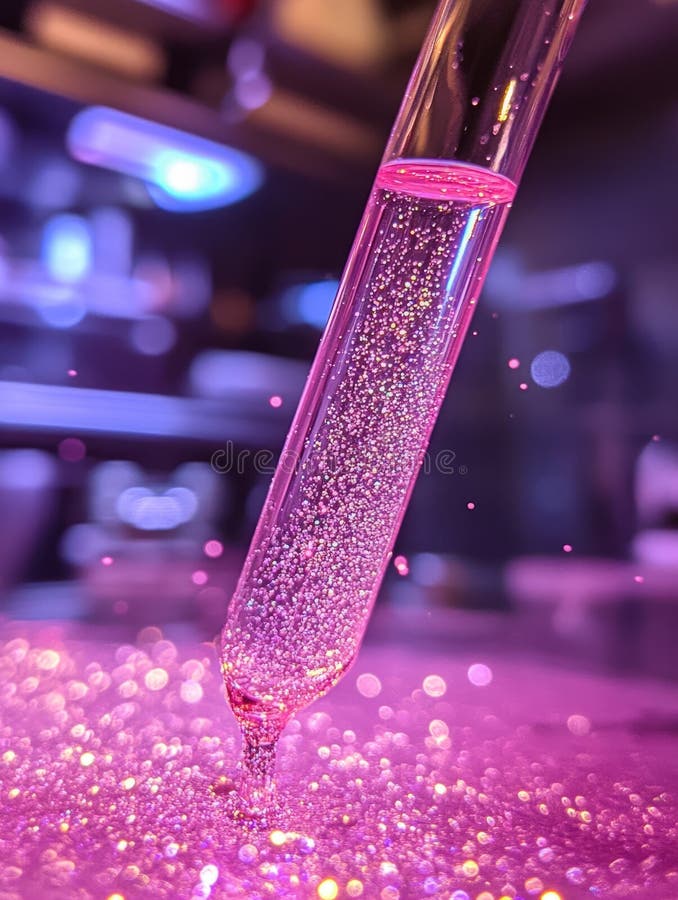 Test Tube with Pink Sparkling Liquid in a Lab Setting Stock Image ...
