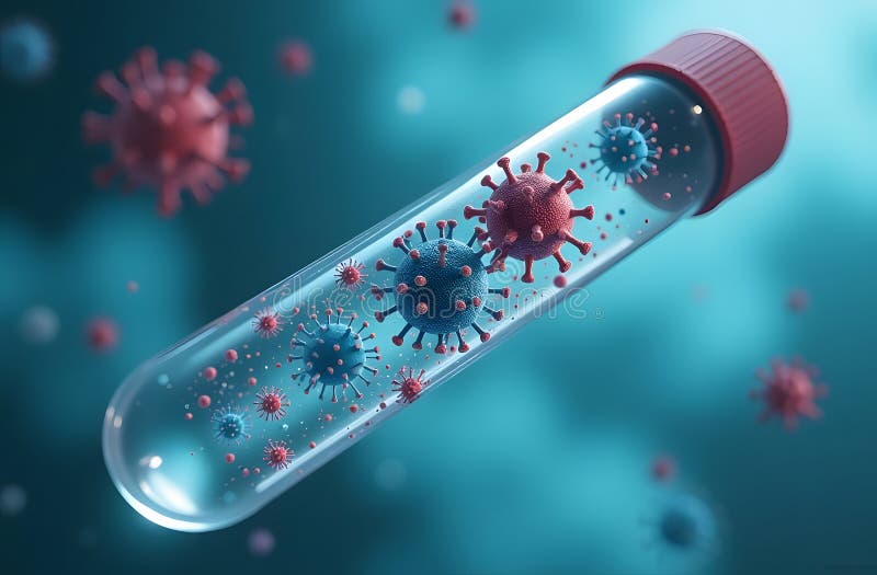 A Test Tube with a Red Lid Filled with a Liquid in Which Viruses Float ...