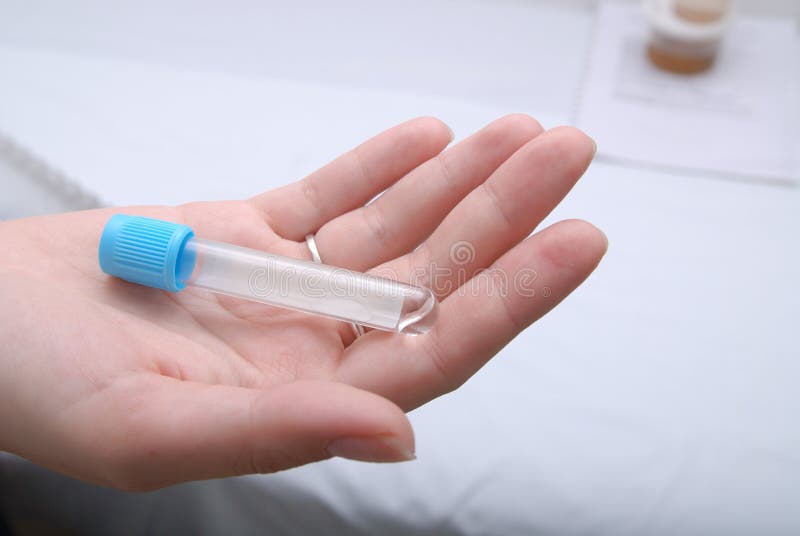 Test-tube in woman hand stock image. Image of glass, plasma - 7595879