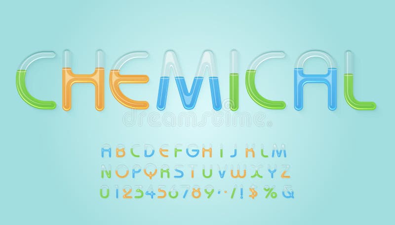 Test Tubes Alphabet Colorful Font Set. Stock Vector - Illustration of ...