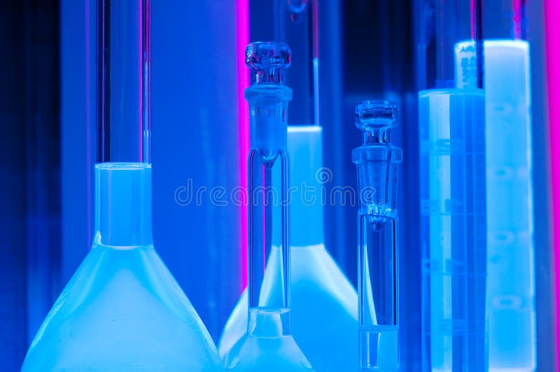 Test tubes in blue light stock image. Image of experiment - 10721581