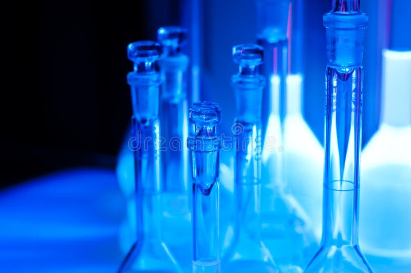Test tubes in blue light stock image. Image of laboratory - 10721595