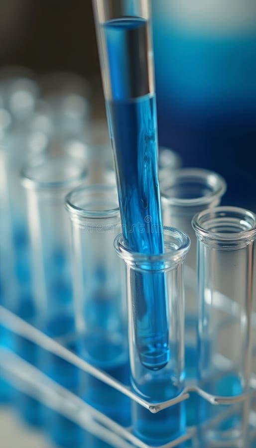 Test Tubes with Blue Liquid in Lab Stock Photo - Image of tubes, study ...