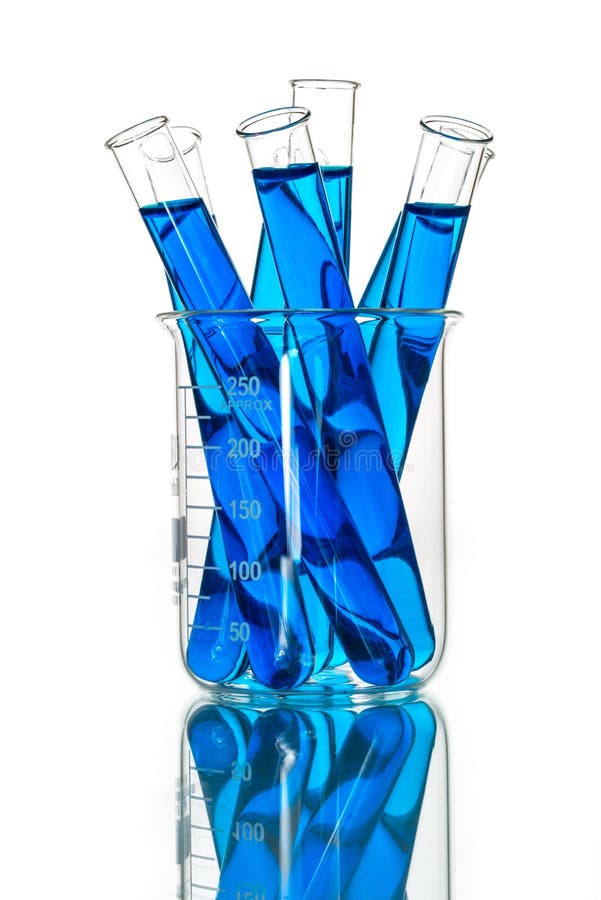 Test Tubes Blue Liquid, Laboratory Glassware Stock Image - Image of ...