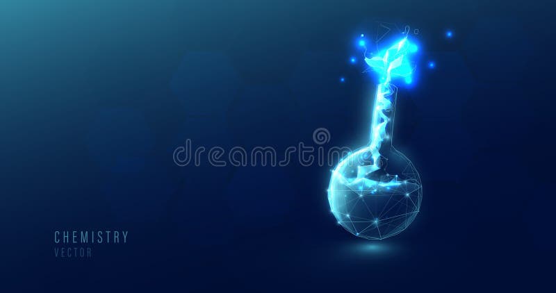 Test Tubes. Blue Science Experiment Glass Tube. Low Polygons, Triangles ...