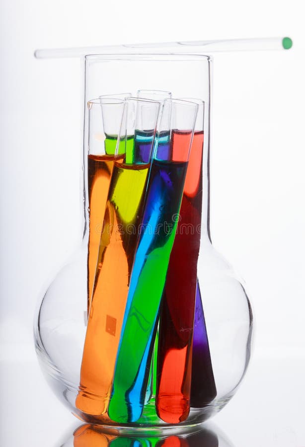 Test Tubes with Colored Liquid on a White Background Stock Photo ...