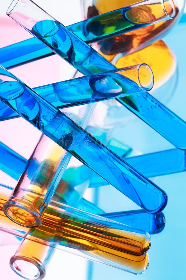 Test Tubes with Colored Liquid on a White Background Stock Photo ...