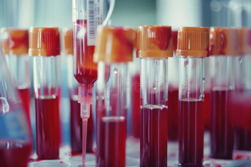 Test Tubes Containing Blood Samples, Ideal for Medical or Science ...