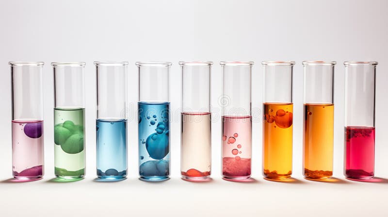 Test Tubes of Different Shapes and Sizes with Different Colored Liquid ...