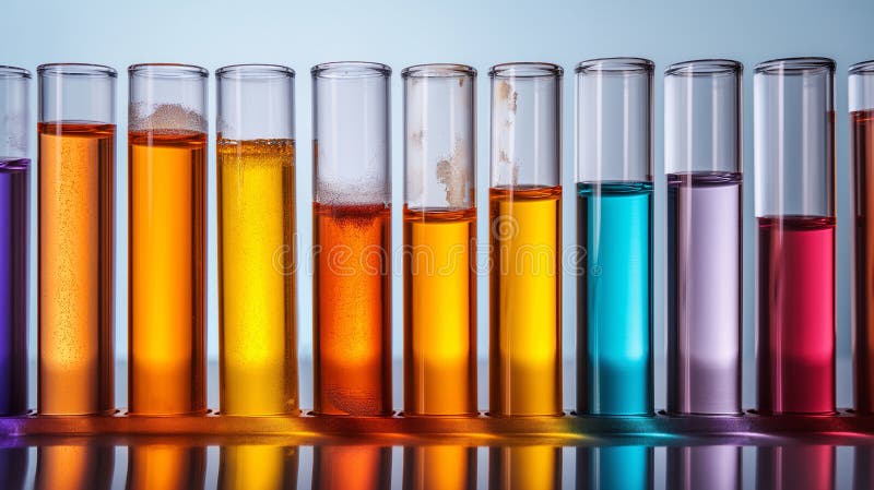 Test Tubes of Different Shapes and Sizes with Different Colored Liquid ...