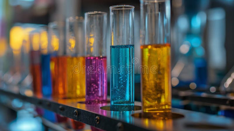 Test Tubes of Different Shapes and Sizes with Different Colored Liquid ...