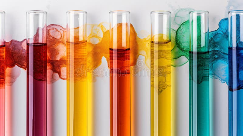 Test Tubes of Different Shapes and Sizes with Different Colored Liquid ...