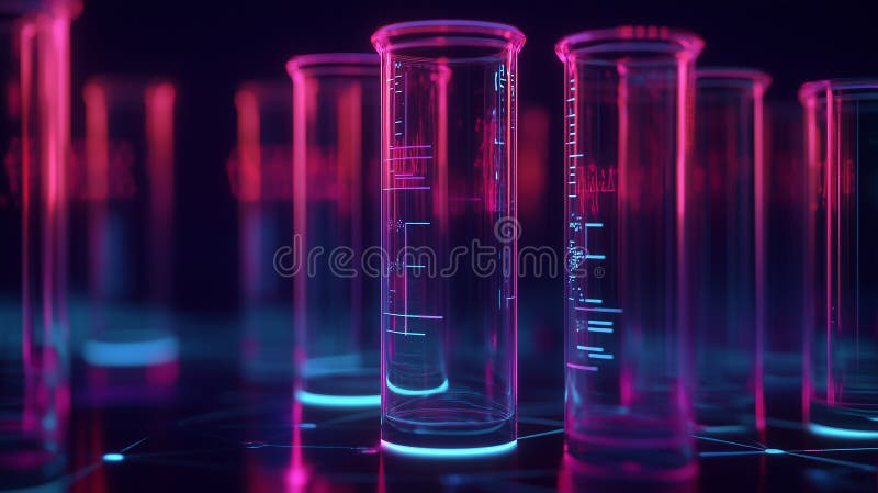 Neon Pink Blue Glass Cylinders Chemical Lab Science Experiment Test ...