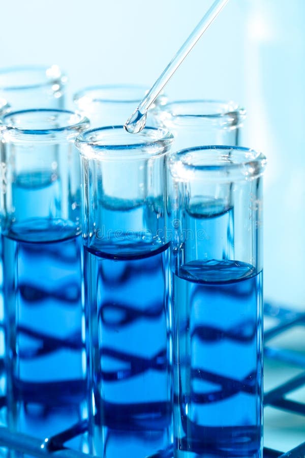 Test Tubes Filled with Blue Chemical - Series 2 Stock Image - Image of ...