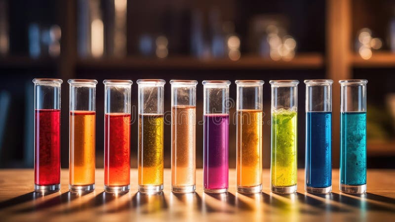 Test Tubes Filled with Colorful Liquid Samples. Generative AI Stock ...
