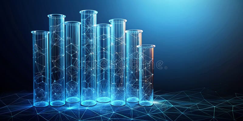Test Tubes from Low Poly Wireframe on Dark Background AI-Generated ...