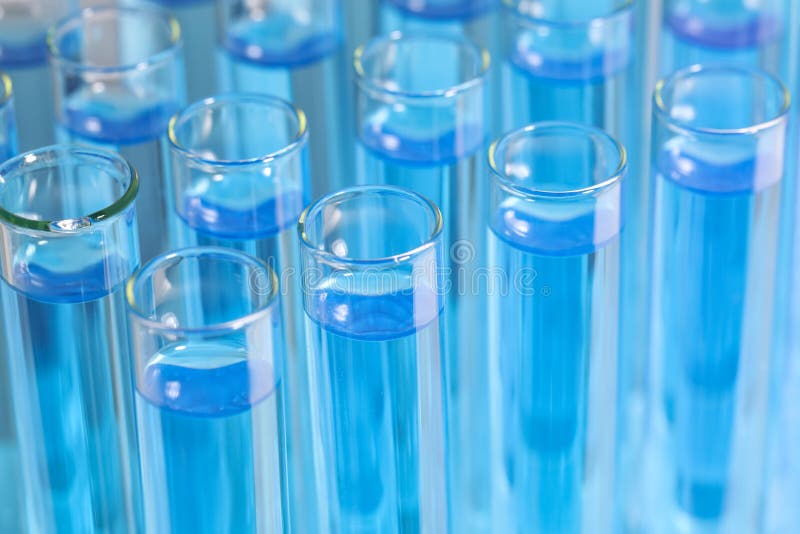 Test Tubes with Light Blue Reagents. Laboratory Analysis Stock Image ...