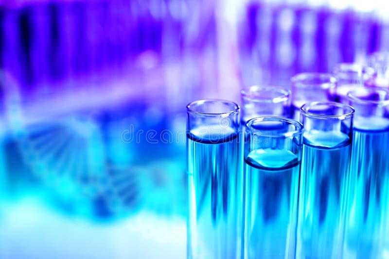 Test Tubes with Liquid Samples for Analysis in Laboratory. Space for ...
