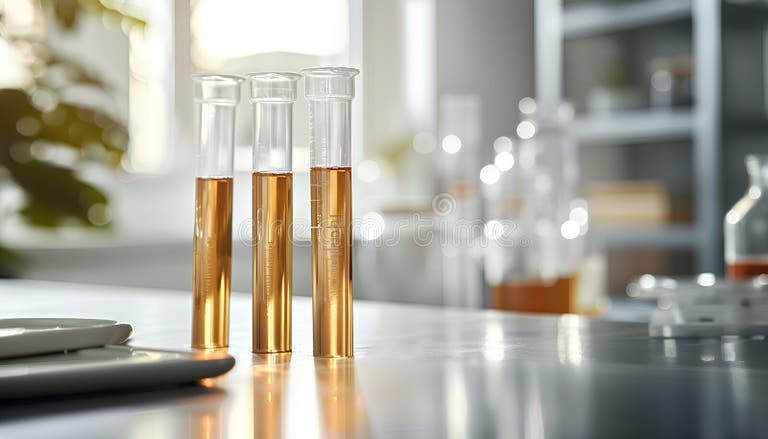 Test Tubes with Liquid Samples on Table. Laboratory Analysis Stock ...
