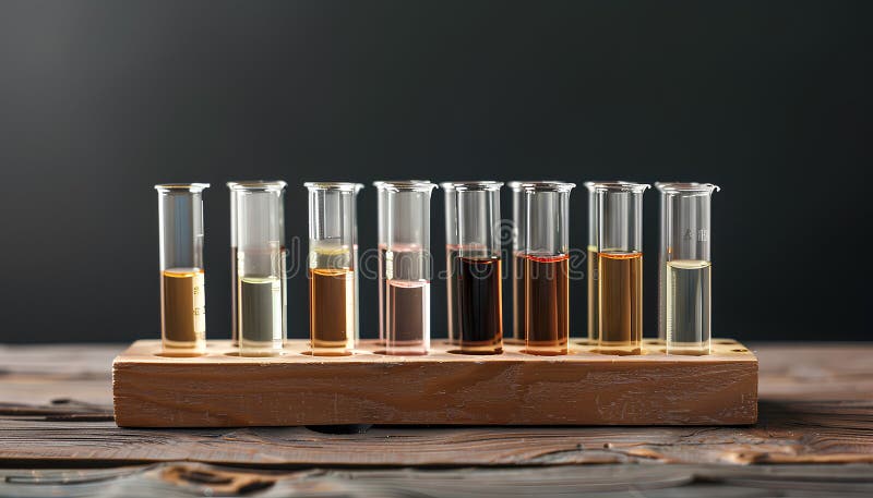 Test Tubes with Liquid Samples on Table. Laboratory Analysis Stock ...