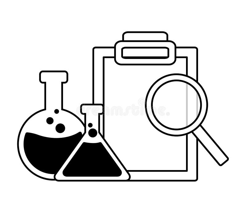 Test Tubes Magnifier and Clipboard Science Stock Vector - Illustration ...