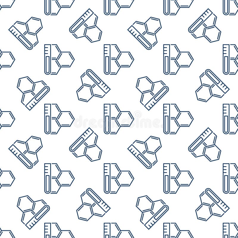 Test Tubes and Molecules Vector Chemistry Linear Seamless Pattern Stock ...