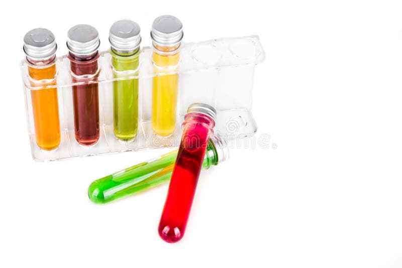Test Tubes with Multi Color Chemicals in White Stock Image - Image of ...