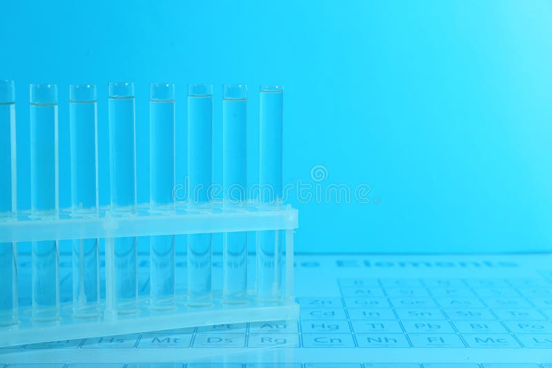 Science Laboratory Test Tubes Periodic Table Background Stock Photos ...