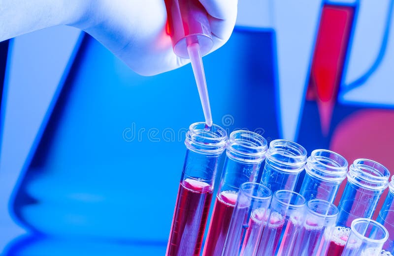 Test Tubes with Pipette on Red Liquid in Laboratory Stock Photo - Image ...