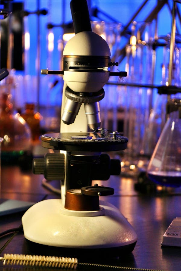 Test Tubes, Pots and Microscope in a Laboratory in Spain Stock Photo ...