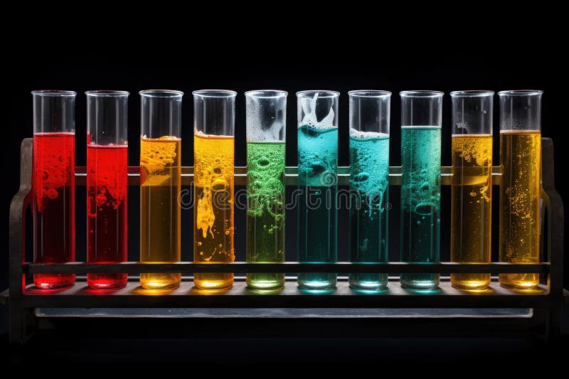 Test Tubes in a Rack with Different Color Liquids Stock Image - Image ...