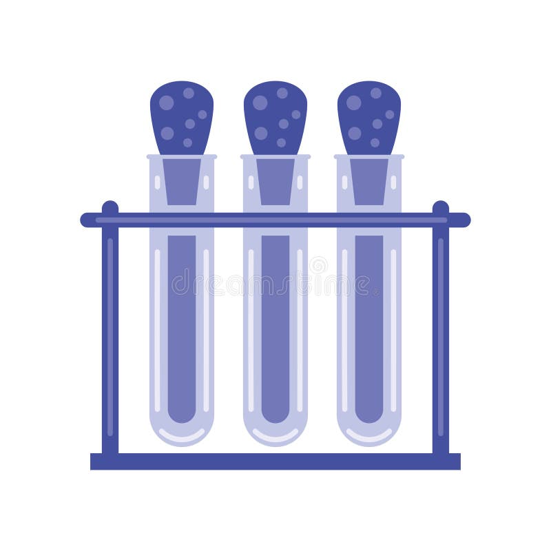Rack with Laboratory Test Tubes, Medical Flasks, Vector Illustration ...