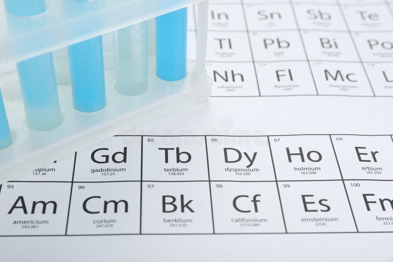 Science Laboratory Test Tubes Periodic Table Background Stock Photos ...