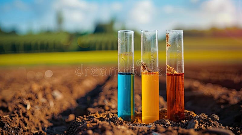 Test Tubes with Soil Samples in Nature. Selective Focus Stock Photo ...