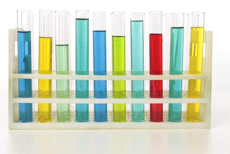 Chemistry Test Tubes With Different Colored Liquids Stock Photo - Image ...