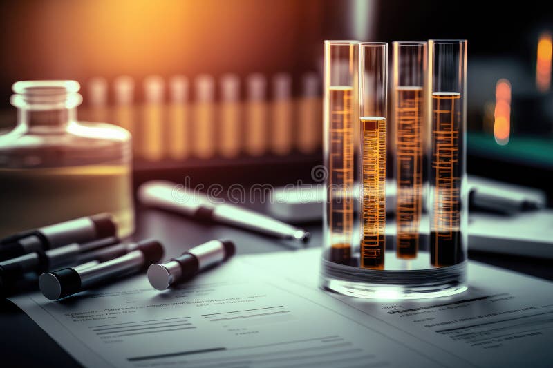 Test Tubes are on a Table in the Laboratory Stock Illustration ...