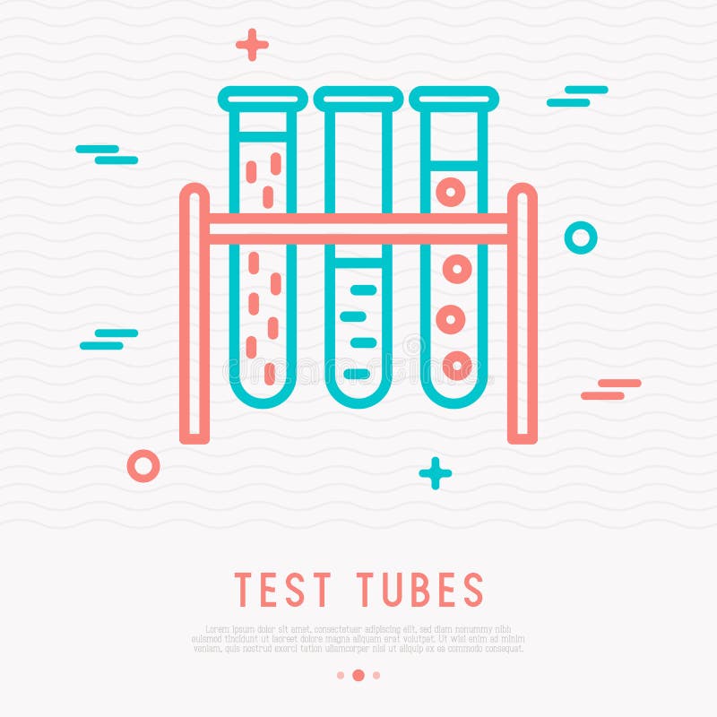 Test tubes thin line icon stock vector. Illustration of liquid - 115987358
