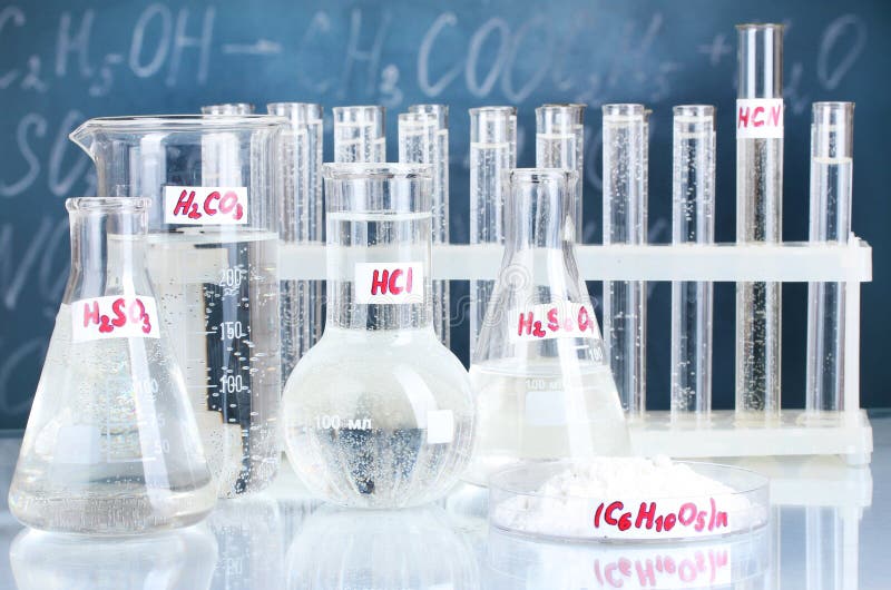 Test-tubes with Various Acids and Other Chemicals Stock Image - Image ...