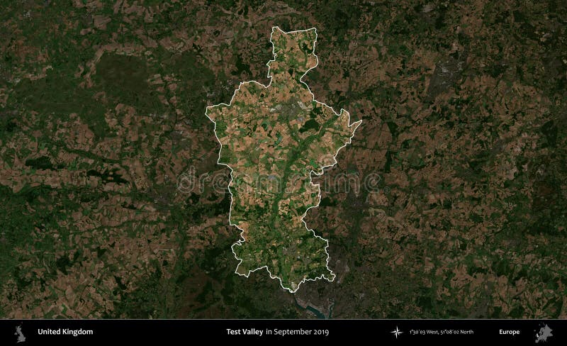 Test Valley Highlighted, United Kingdom. Sentinel. September 2019 Stock ...