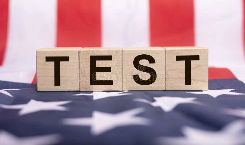 Test Word on American Flag. Concept of English Language Exam Stock ...