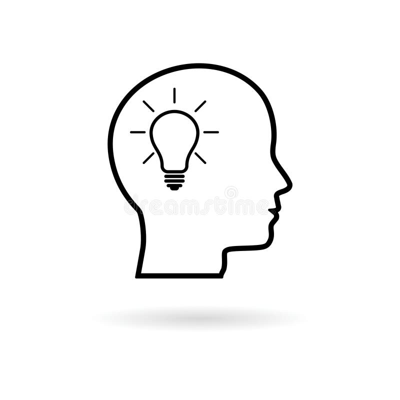 Testa Con L'icona Del Segno Della Lampadina Simbolo Maschio Di Idea ...